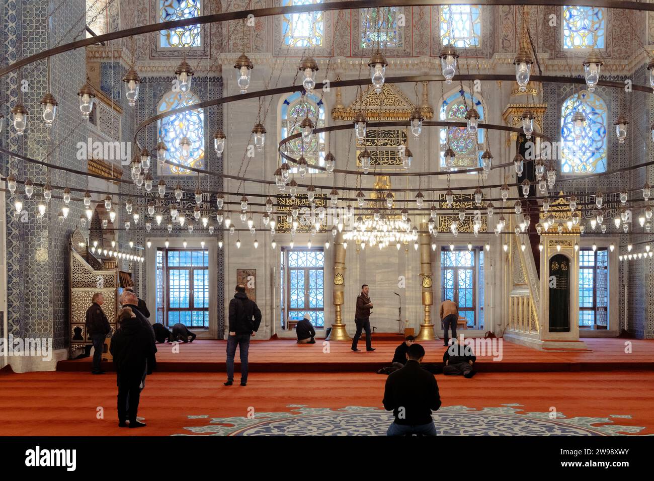 Central Chandelier inside Yeni Cami Mosque (New Mosque) located in ...