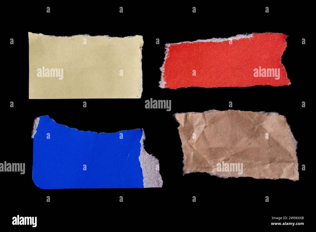 Ripped paper piece isolated on black background. Torn paper with copy ...