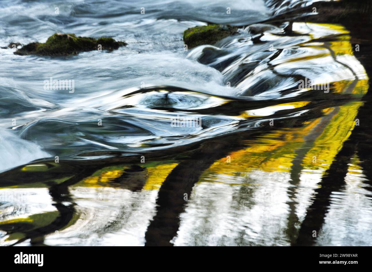 A tranquil scene of the Gradac River in Serbia, with a peaceful ...