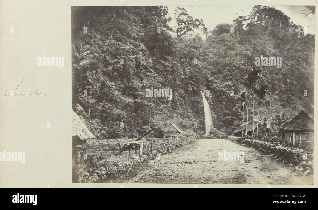 Sumatra, Woodbury & Page, 1863 - 1869 photograph View of the Air Mantjoer waterfall in the gap ...
