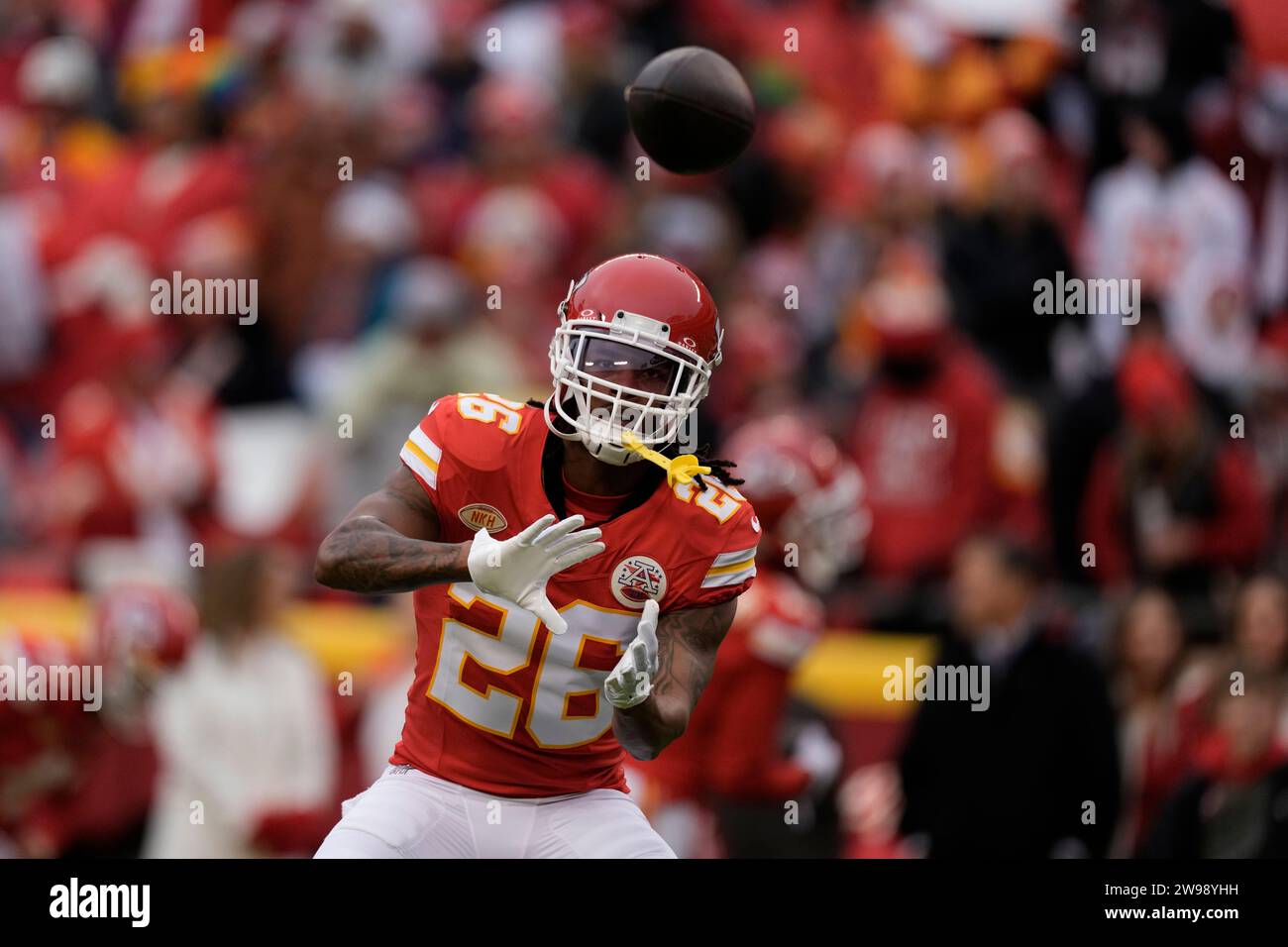 Kansas City Chiefs safety Deon Bush warms up before the start of an NFL ...