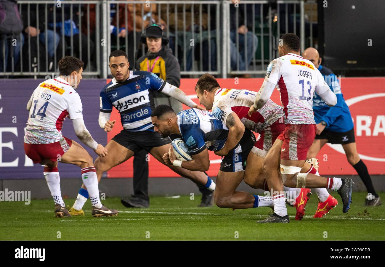 Bath Rugby Joe Cokanasiga in action during the Bath Rugby vs Harlequins ...