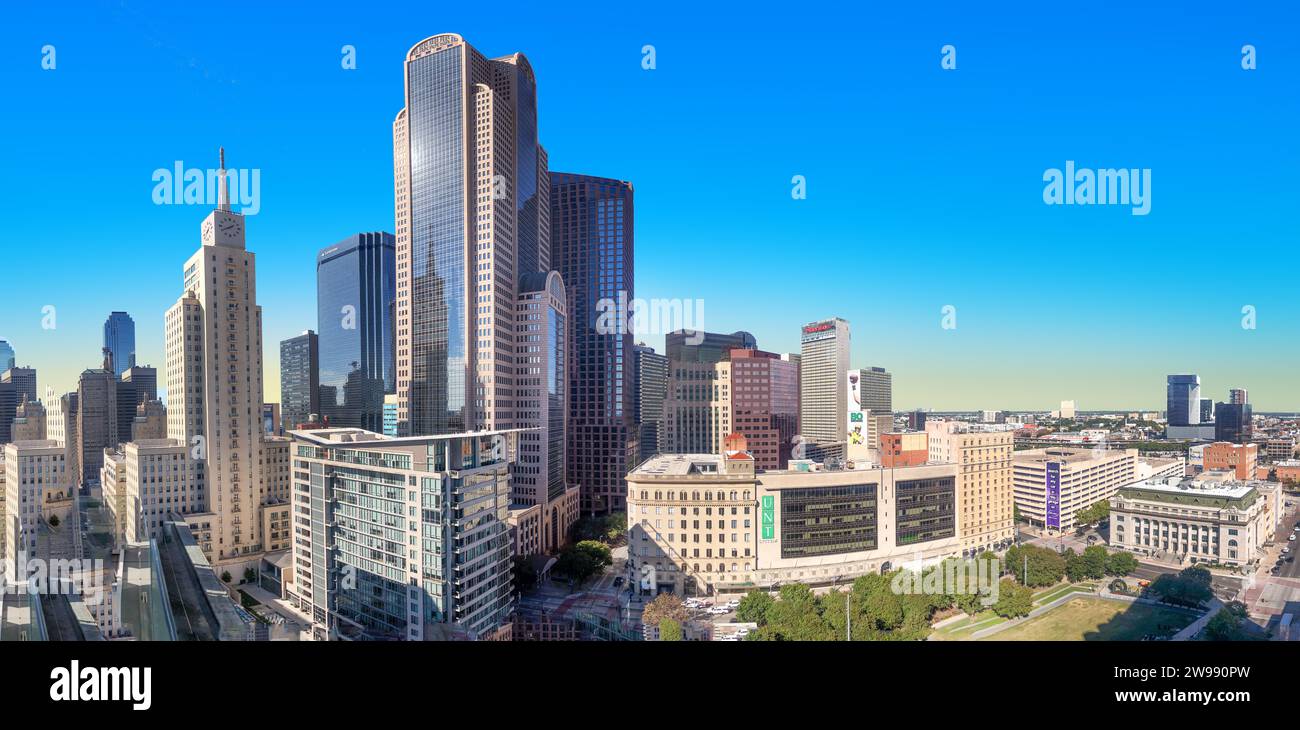 Dallas, USA - November 6, 2023: panoramic view of historic and modern ...