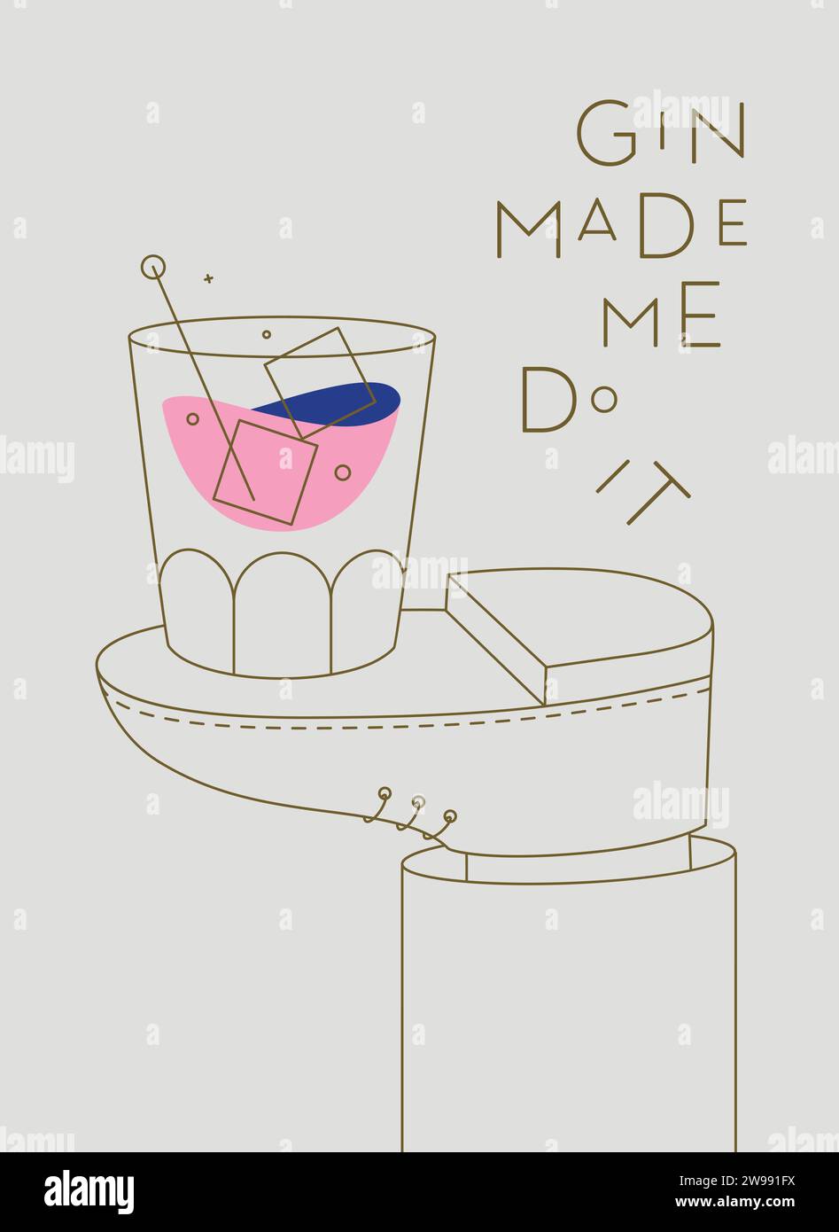 Alcohol poster. Gin cocktail glass with lettering made me do it stands ...