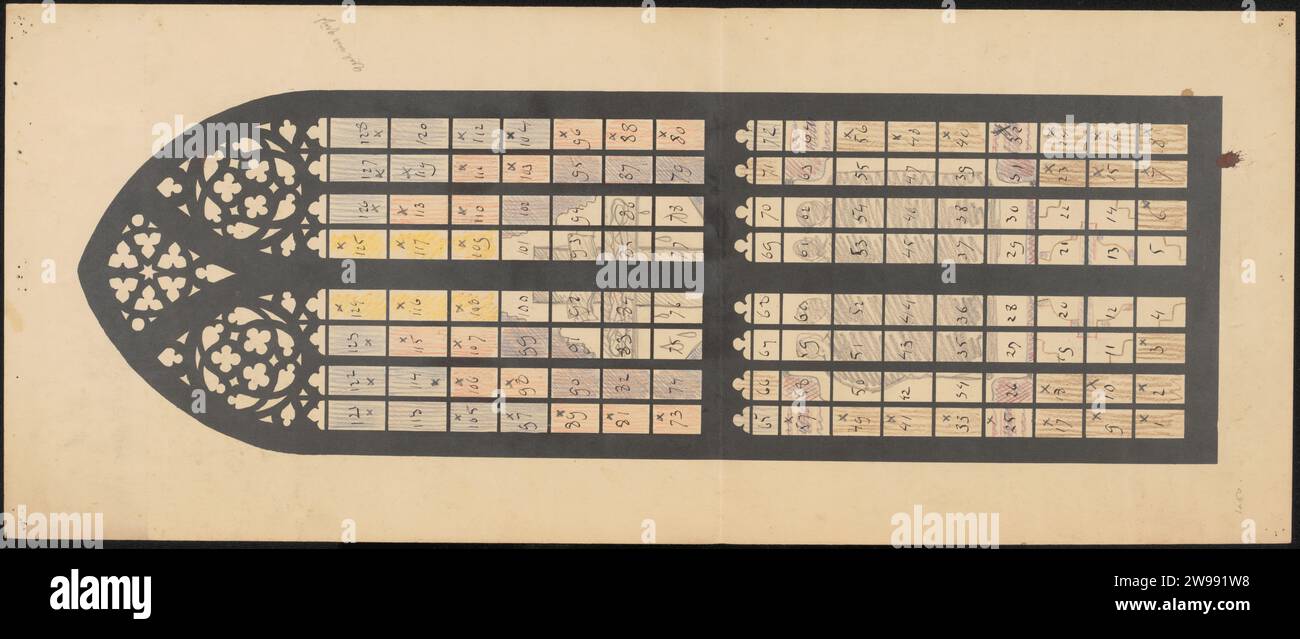 Color scheme with number indication for a stained glass window, Richard ...