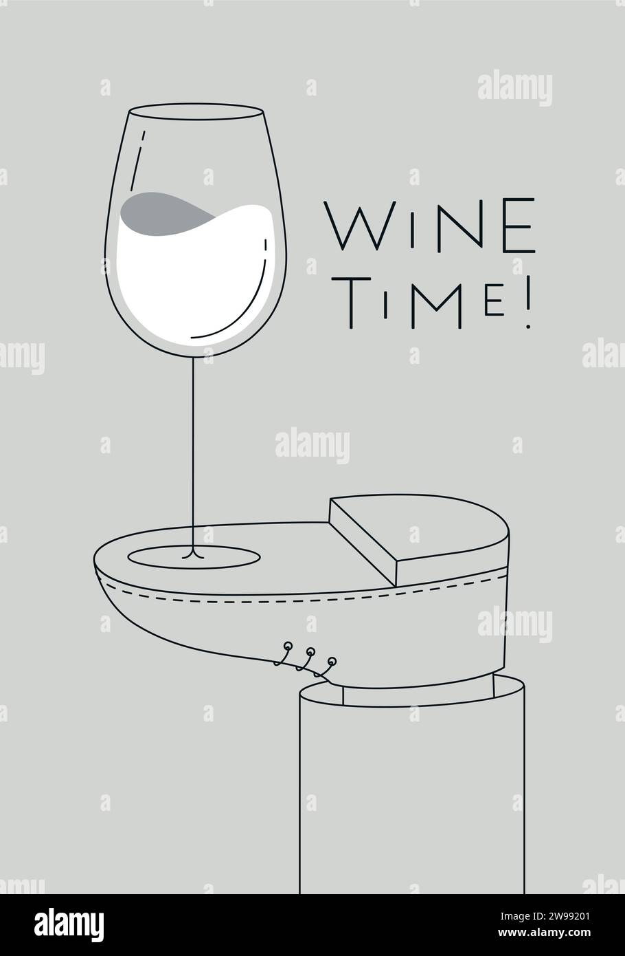 Alcohol poster. Wine glass with lettering stands on foot drawing in ...