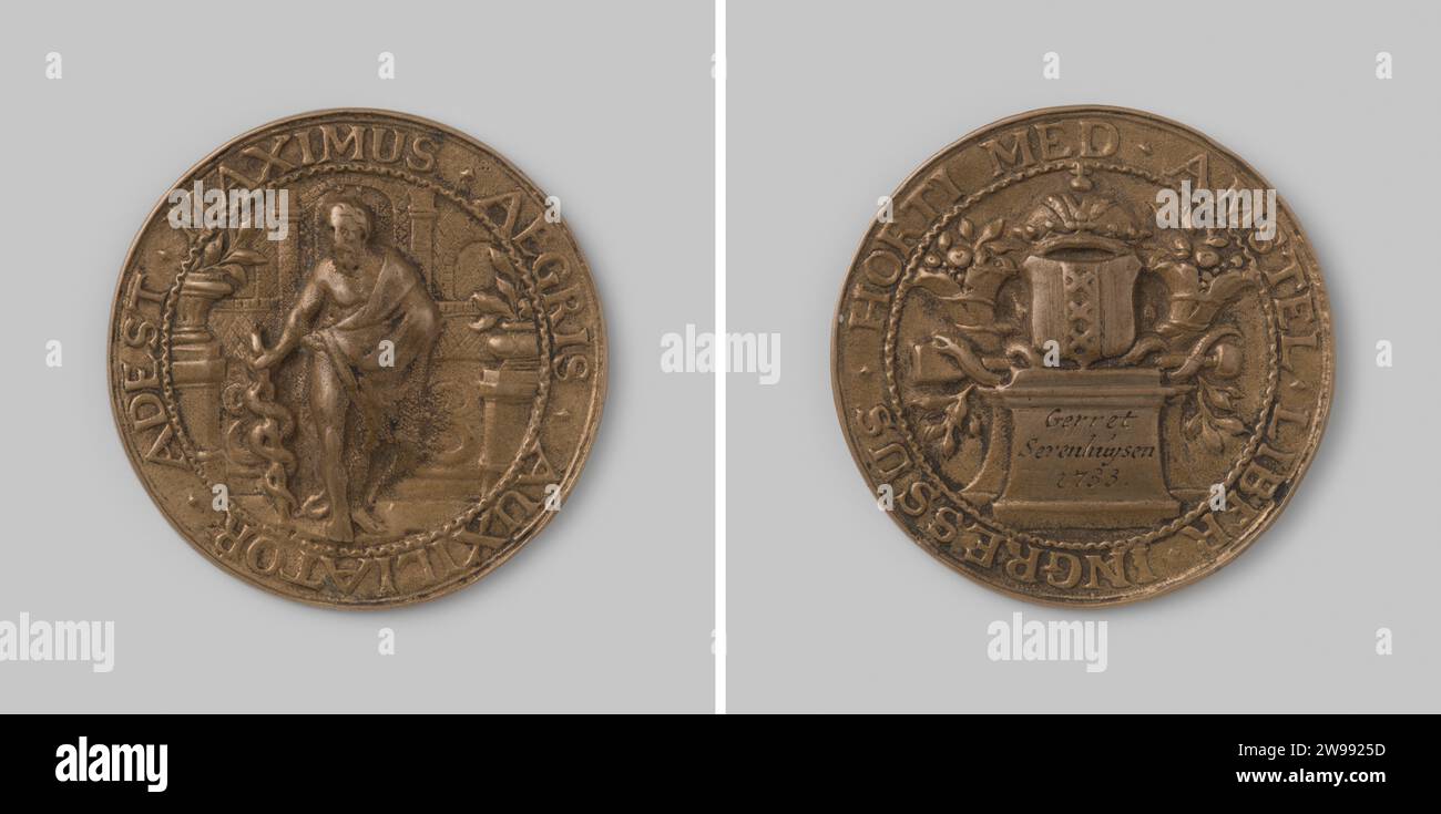 Access to the Hortus Medicus in Amsterdam 1696, 1696 history medal ...