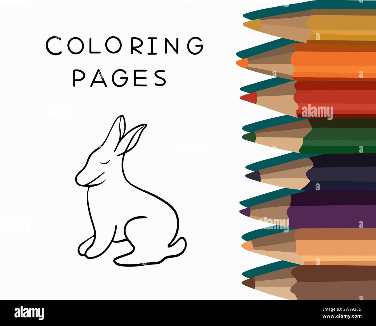 Coloring book page. Rabbit coloring page. Vector isolated outline ...