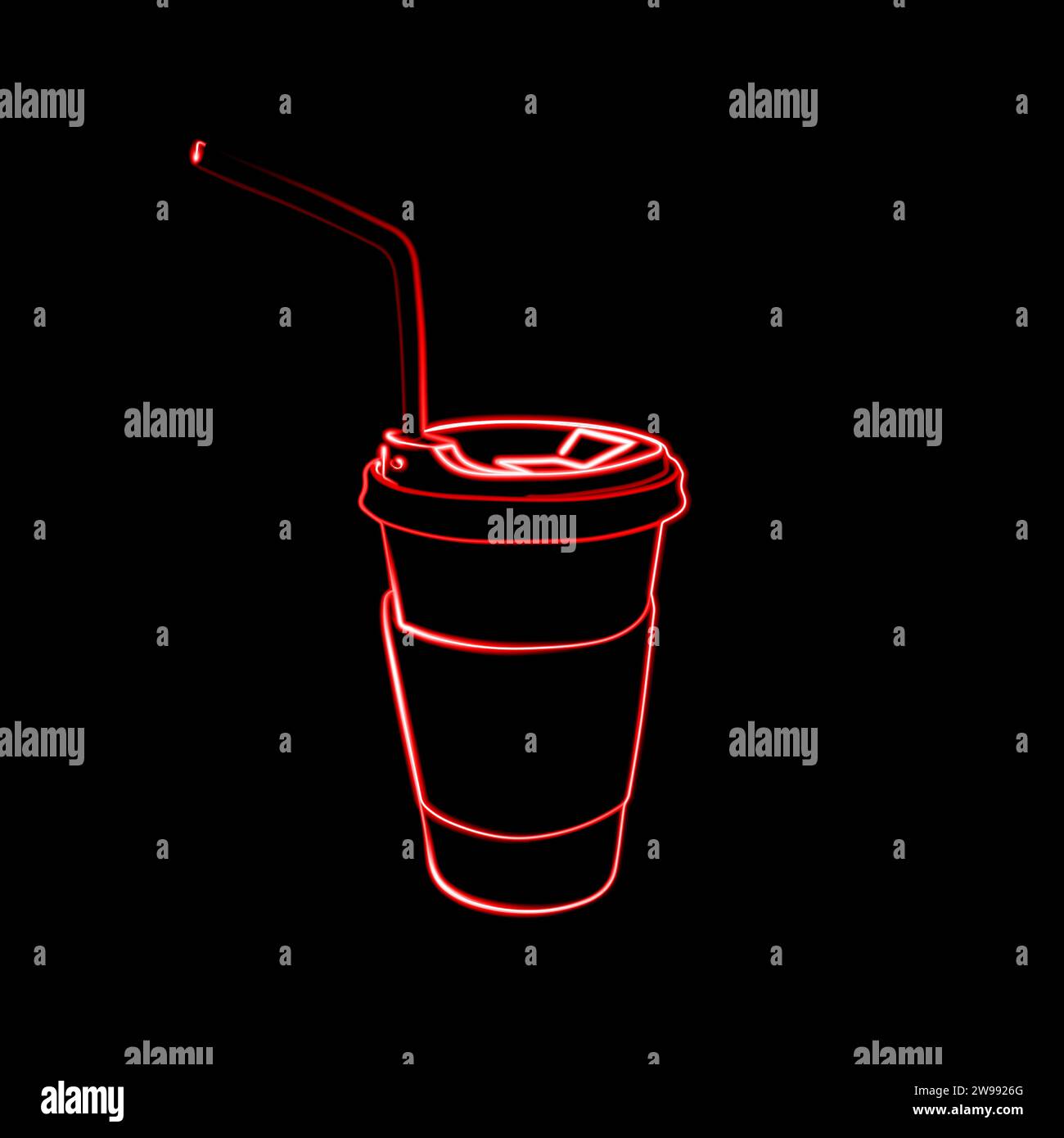 Vector isolated takeaway coffee. A coffee cup with a neon effect Stock ...
