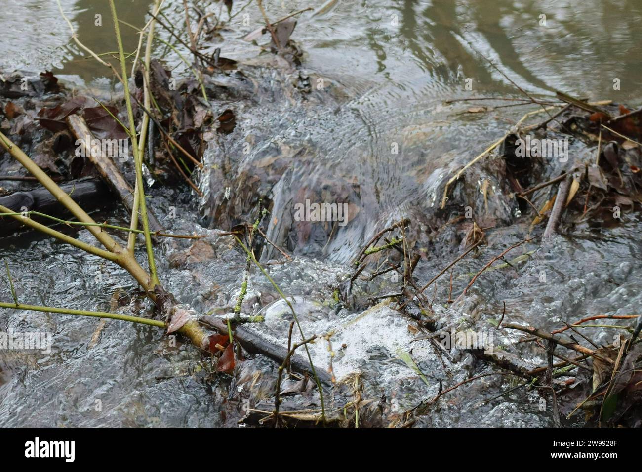 Water in the Stream circulates until Bubbles form Stock Photo - Alamy