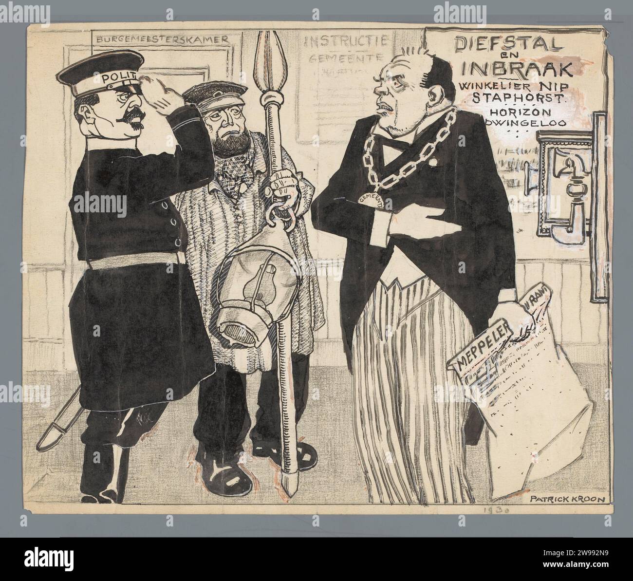 Mayor Van Meppel, Patricq Kroon, 1930 drawing The mayor of Meppel is ...