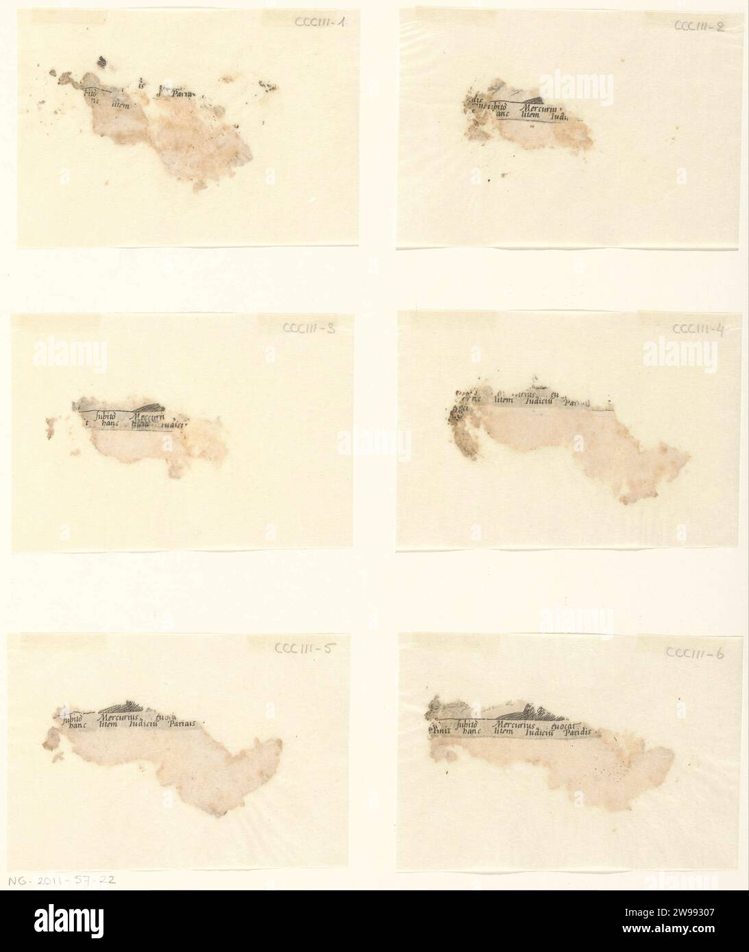 Loose fragments of a print of the judgment of Paris, Zacharias Dolendo ...