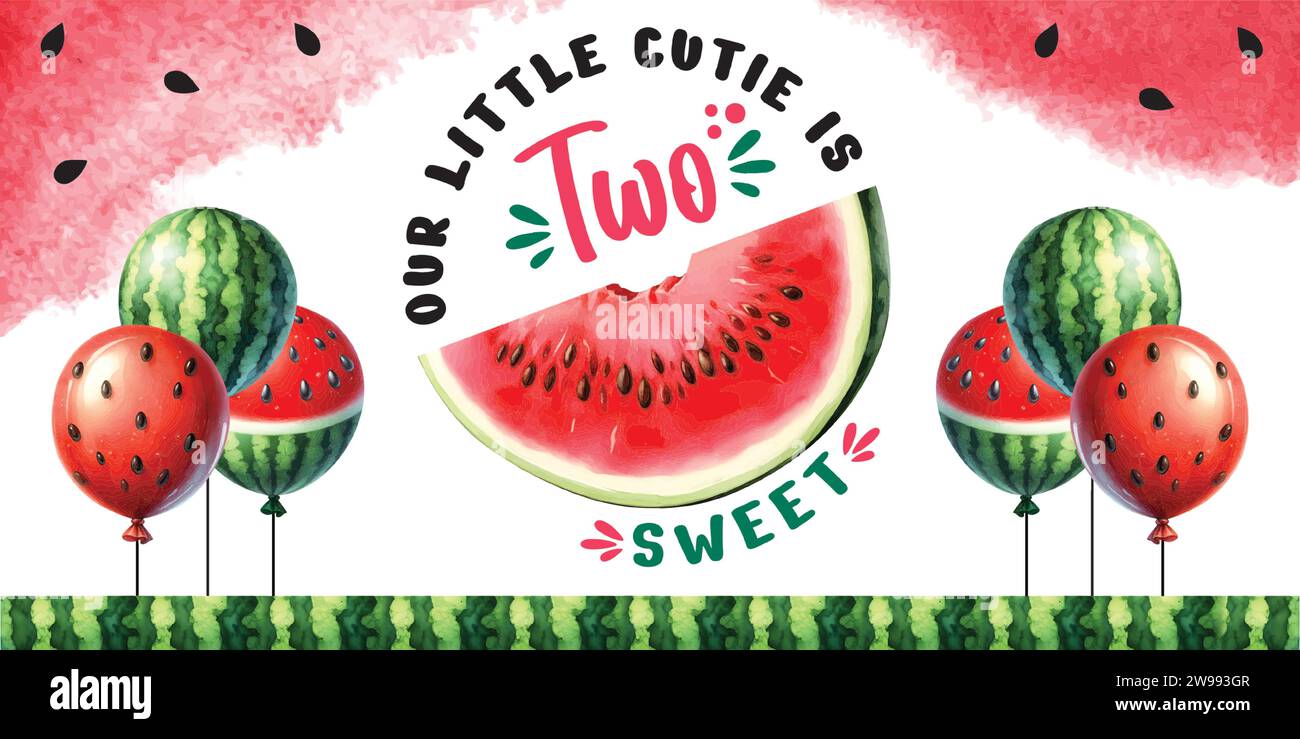 Two Sweet Watermelon Birthday Party Banner Stock Vector Image & Art - Alamy