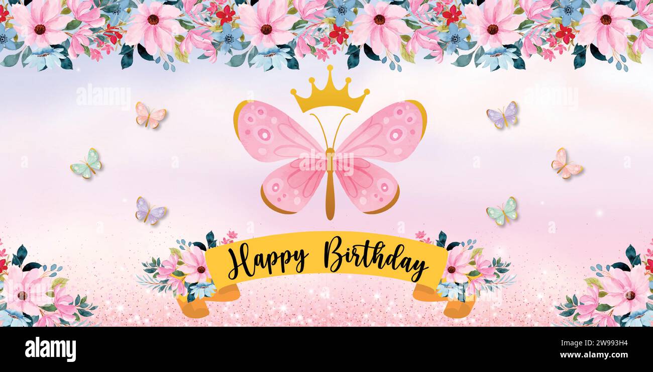 Butterfly themed birthday party Stock Vector Images - Alamy