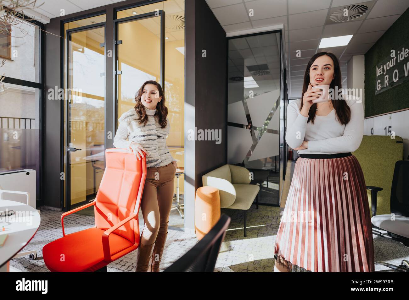 Creative office work. Business people collaborating and enjoying work ...