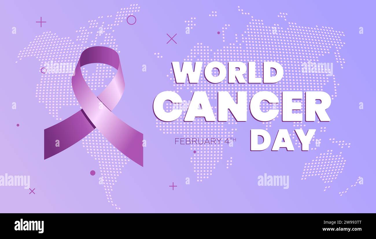 World cancer awareness day horizontal banner design concept. Purple ...