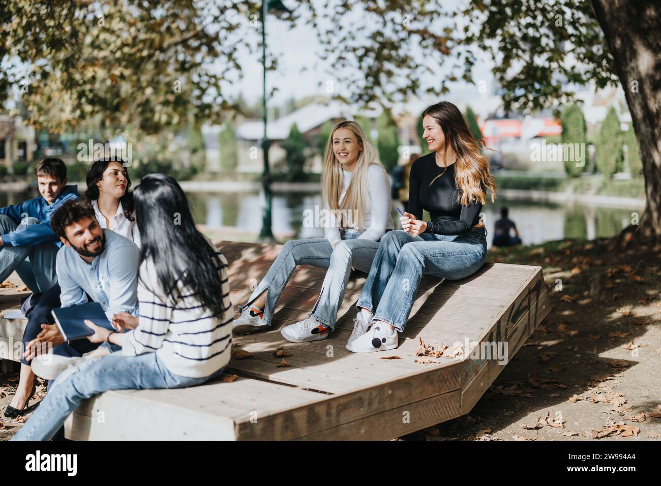 Group of university students studying together. Their effective ...