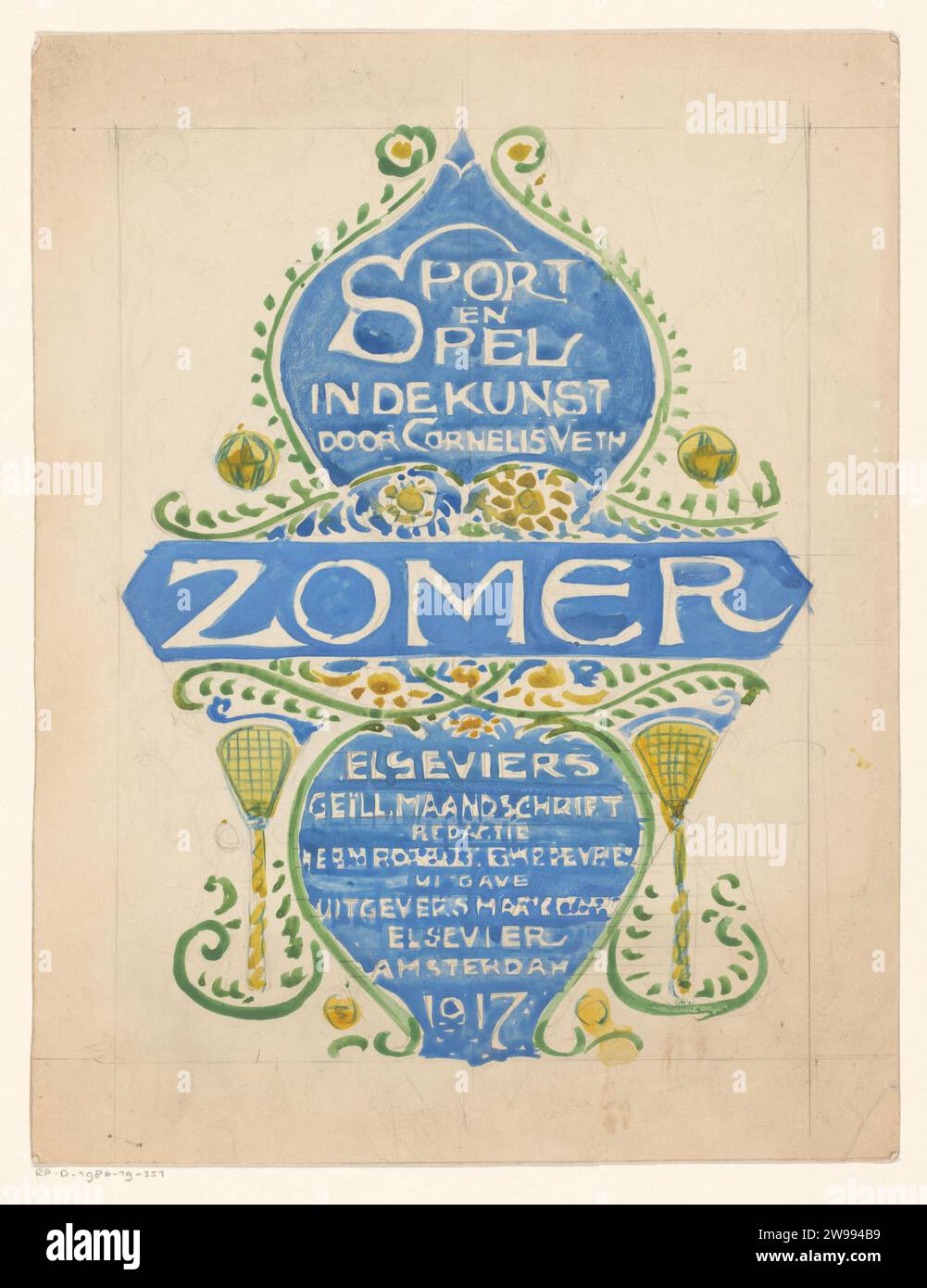 Cover design for: Cornelis Veth, Sports and Spel in Art (Summer), 1917 ...