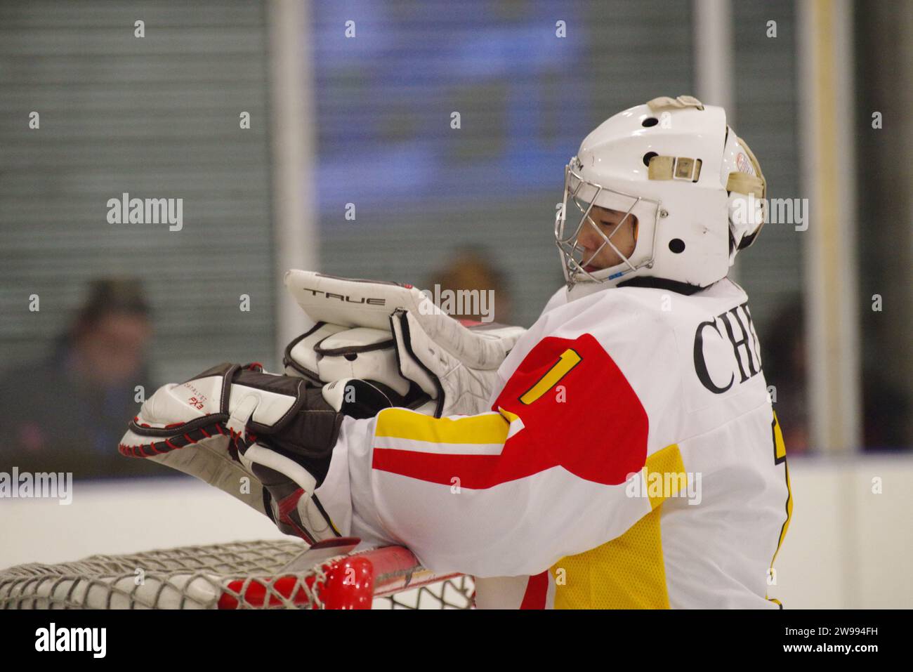 Dumfries, 14 December 2023. Chen Shifeng playing in goal for China ...