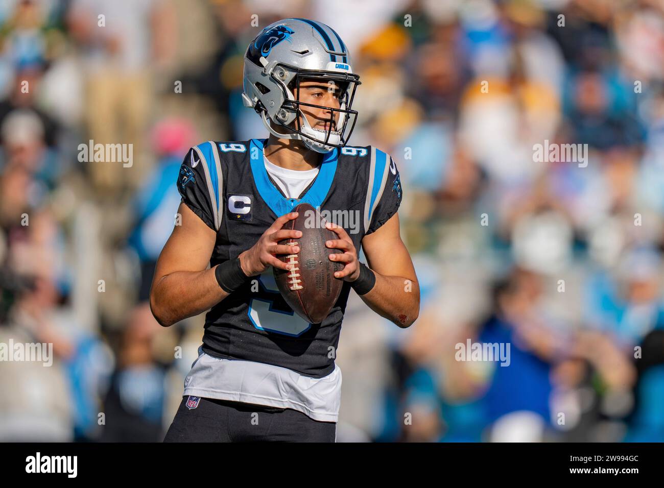 Carolina Panthers quarterback Bryce Young (9) plays against the Green ...