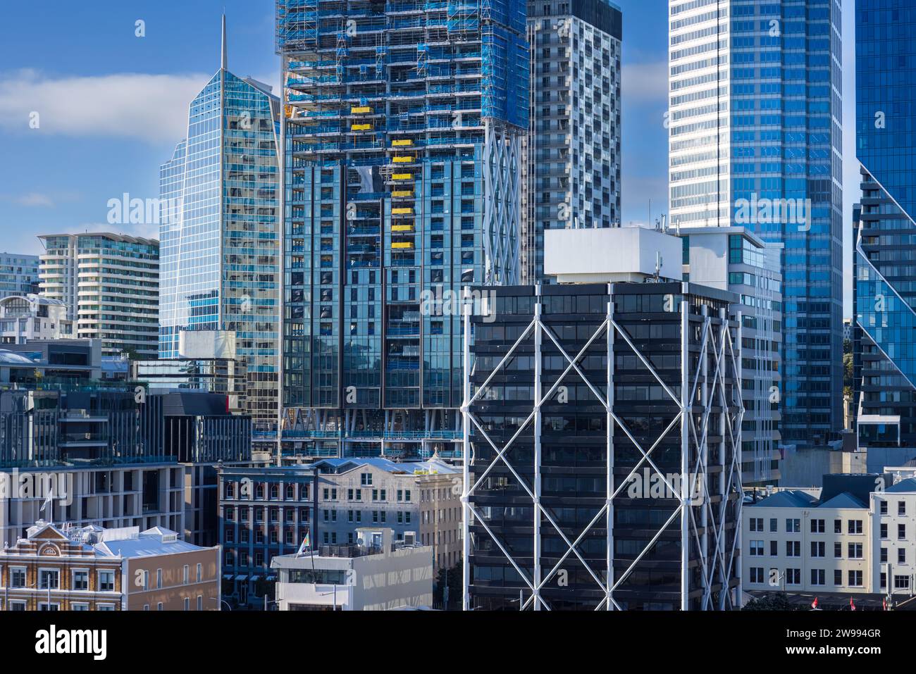 Scenic panoramic views of Auckland skyline and financial downtown city ...