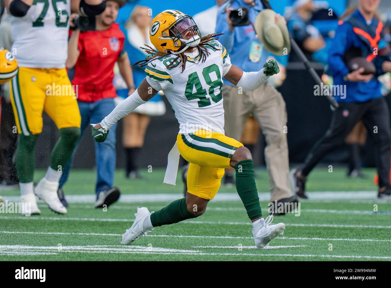 Green Bay Packers safety Benny Sapp III (48) celebrates after winning ...