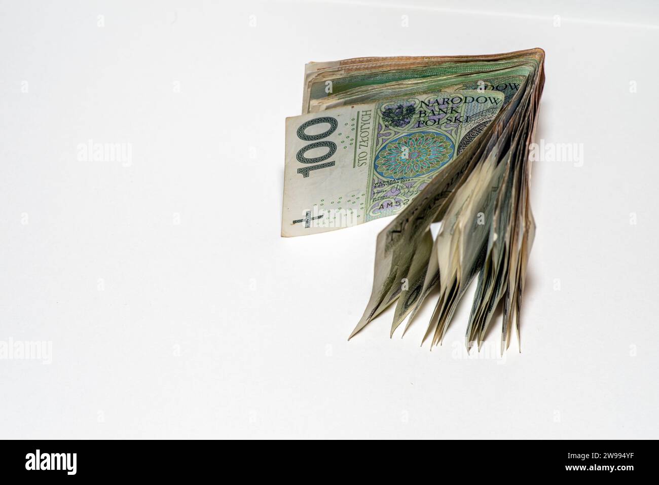 A stack of Polish zloty notes on a plain white background Stock Photo ...