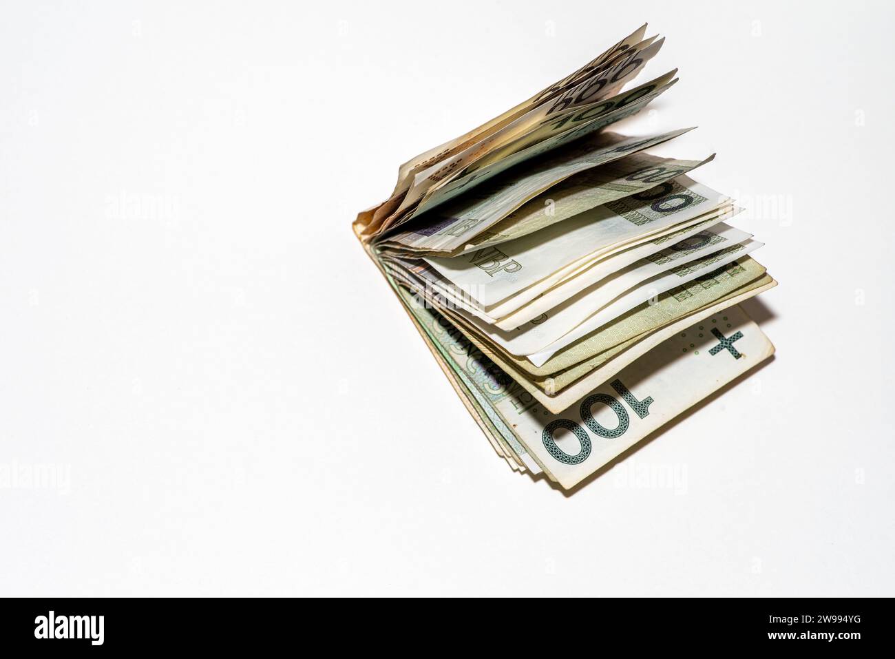 A stack of Polish zloty notes on a plain white background Stock Photo ...