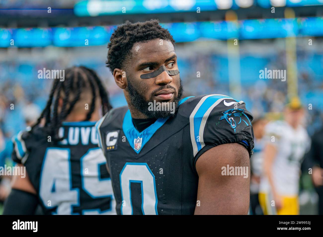Carolina Panthers linebacker Brian Burns (0) walks off the field after ...
