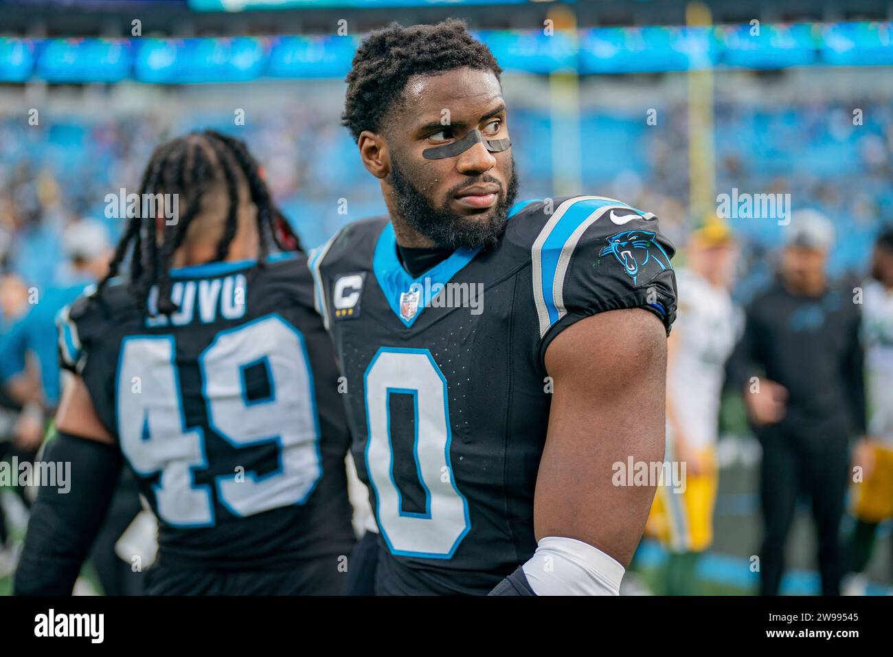 Carolina Panthers linebacker Brian Burns (0) walks off the field after ...