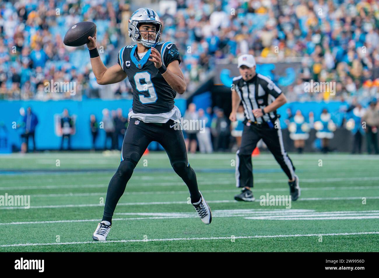 Carolina Panthers quarterback Bryce Young (9) plays against the Green ...