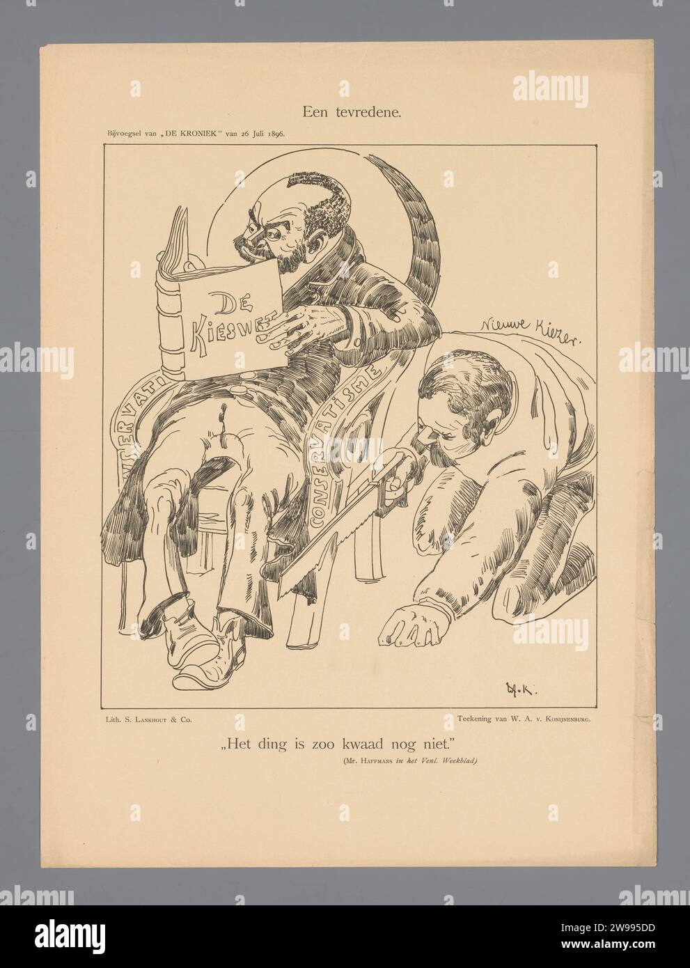 A satisfied, Willem van Konijnenburg, 1896 print The Hague paper ...