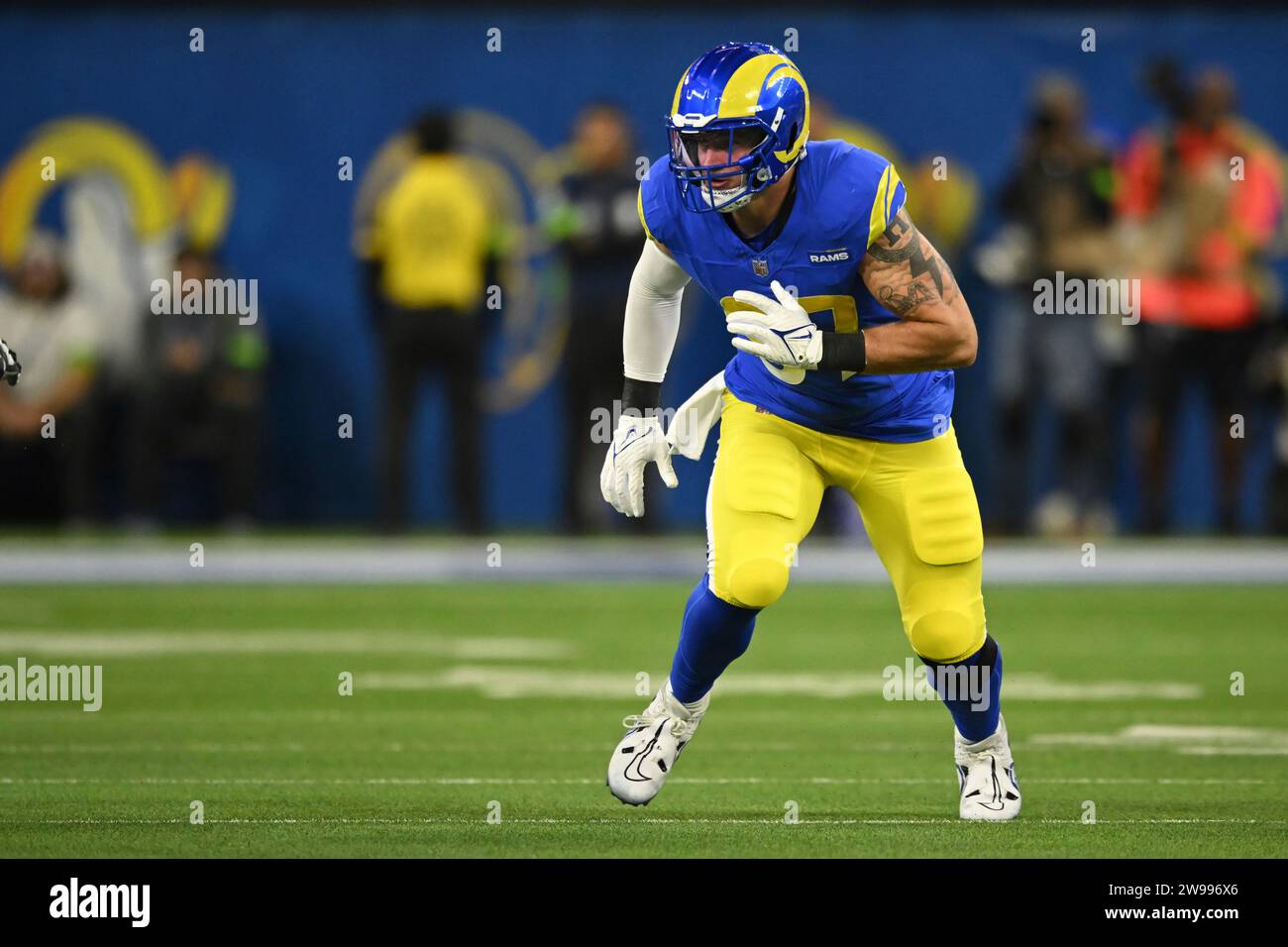 Los Angeles Rams linebacker Michael Hoecht (97) runs during an NFL ...