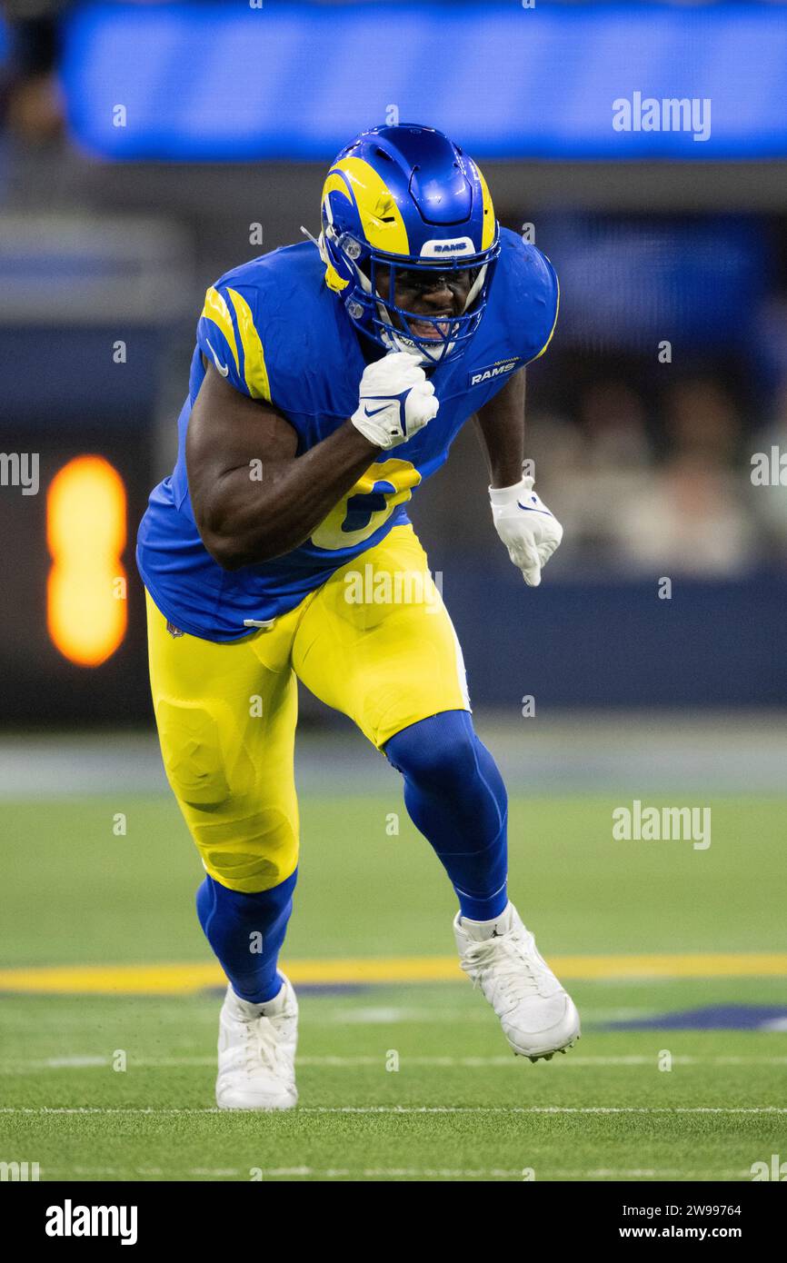 Los Angeles Rams linebacker Byron Young (0) runs during an NFL football ...