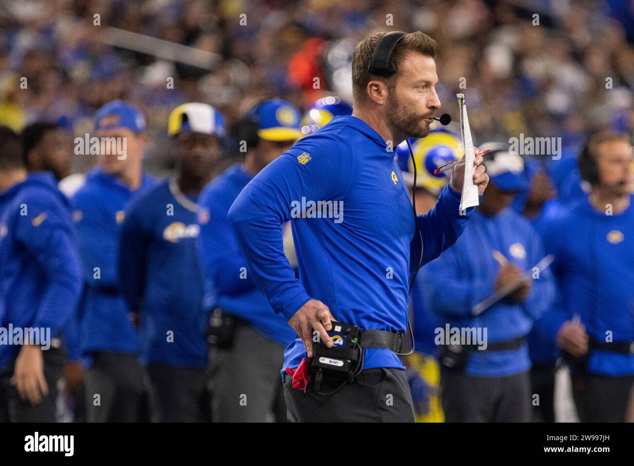 Los Angeles Rams head coach Sean McVay during an NFL football game ...