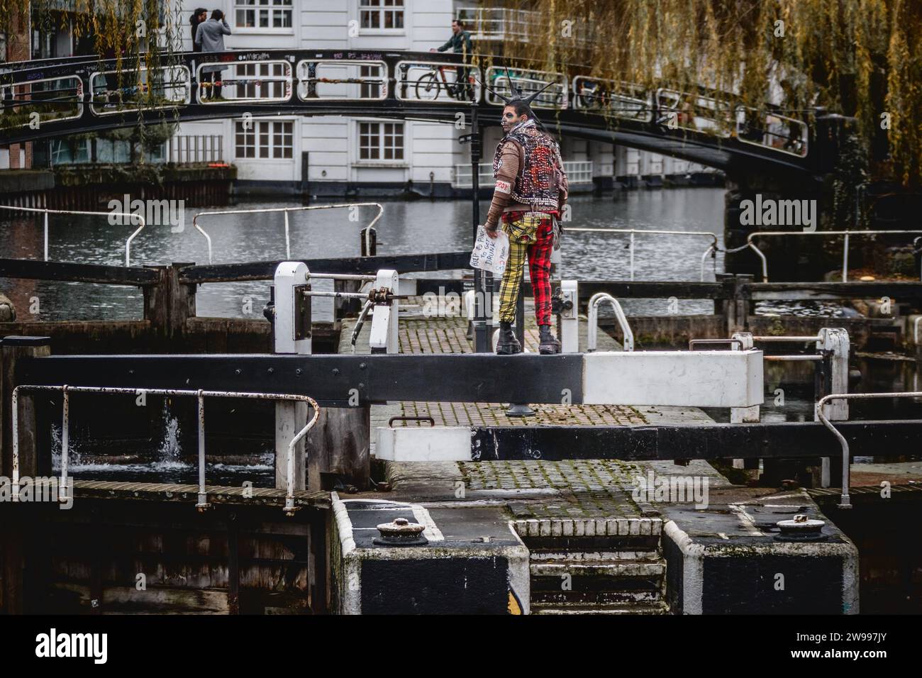 London's famous Camden punk, known as ZombiePunk strikes a pose by the ...