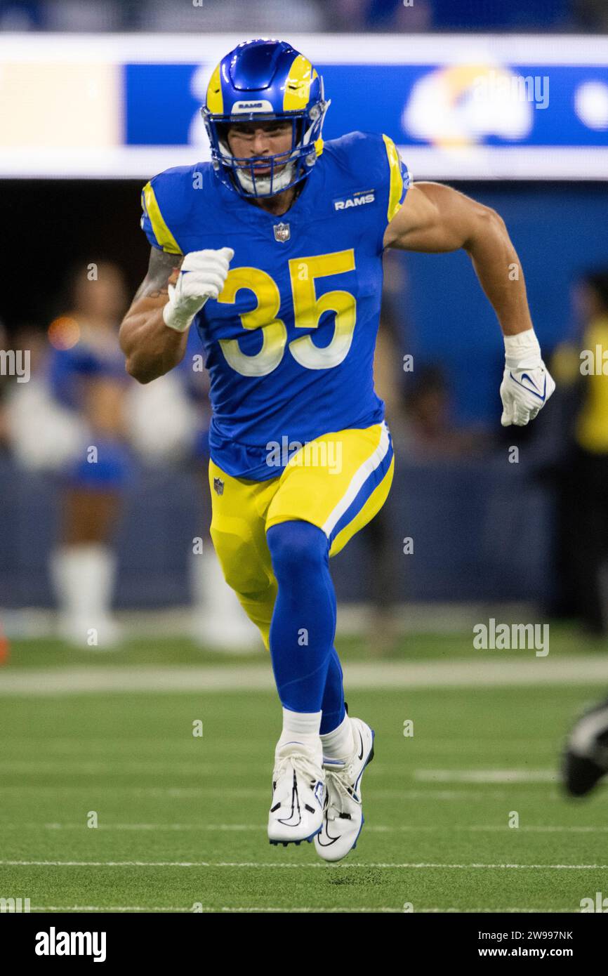 Los Angeles Rams linebacker Jake Hummel (35) runs during an NFL ...