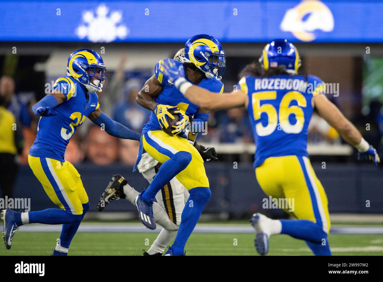 Los Angeles Rams safety Jordan Fuller (4) intercepts a pass intended to ...