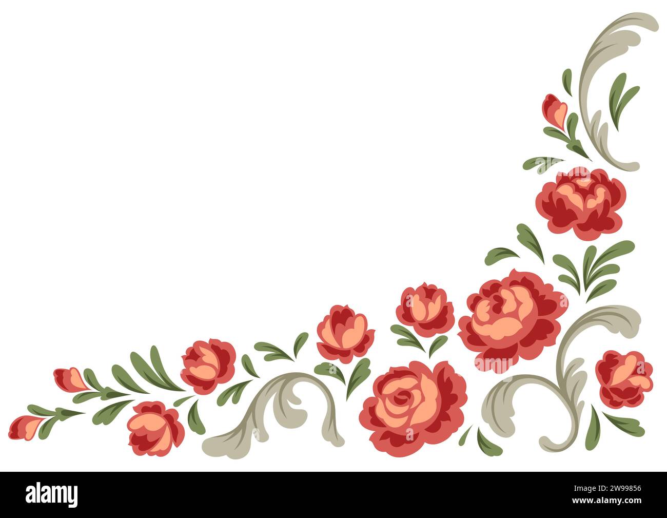 Background with baroque flowers. Beautiful decorative vintage plants ...