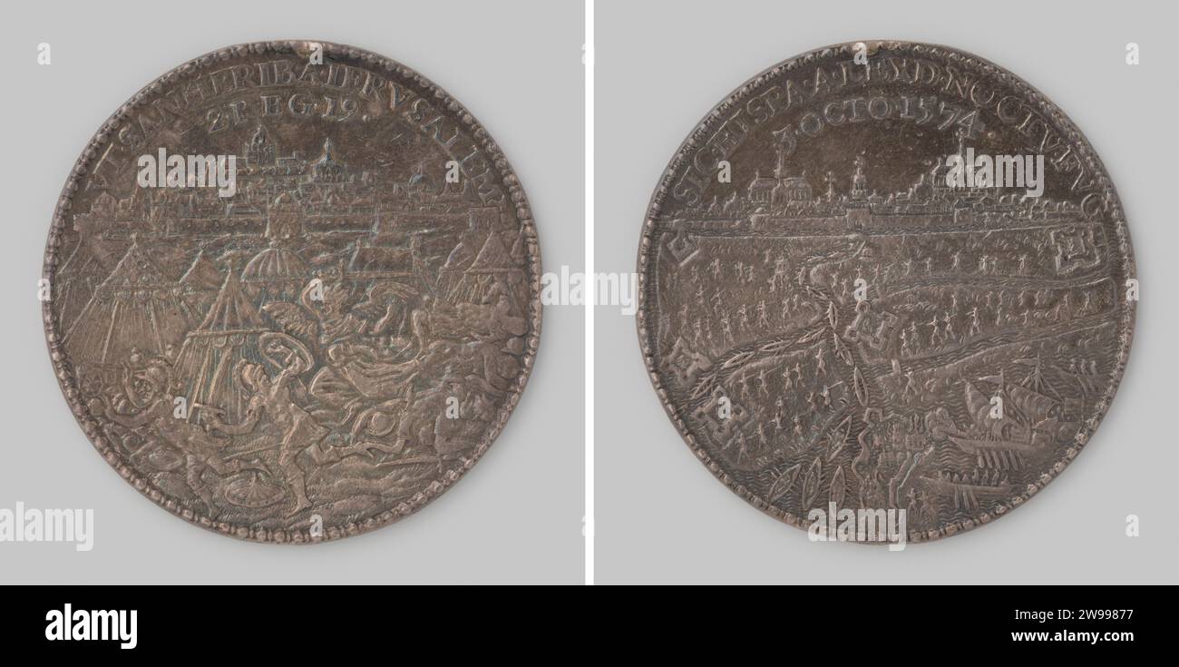 Siege of Leiden 1574 ,, 1574 history medal Silver medal, on the front ...