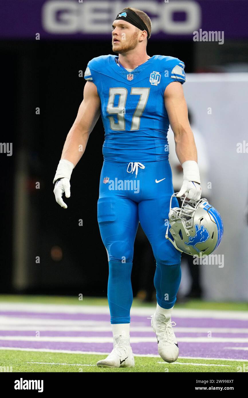 Detroit Lions defensive end Aidan Hutchinson (97) stands on the field ...
