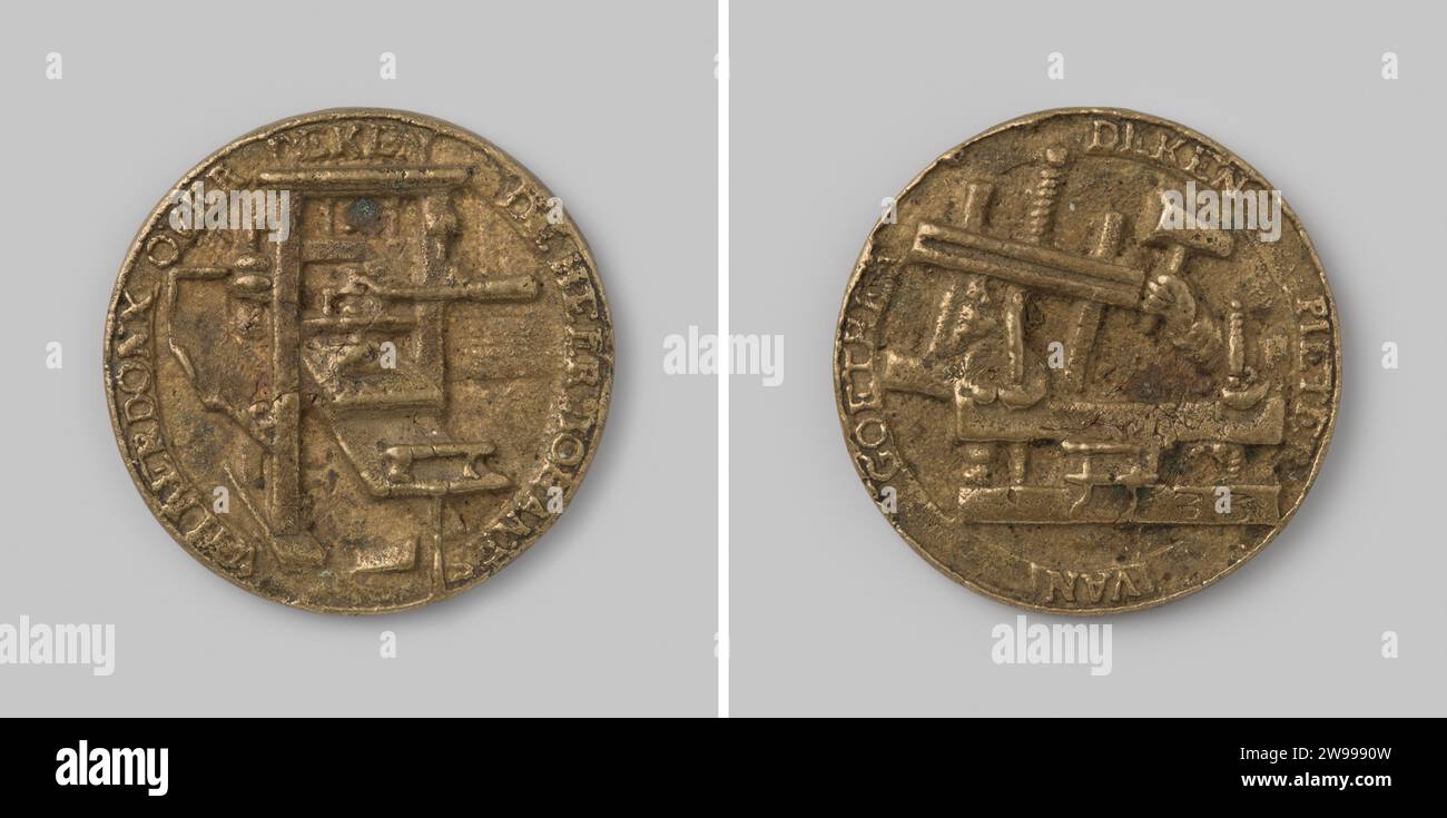 Presenting medal of the book printer Guild in Middelburg 1662 ,, 1662 history medal. medal Cast ...