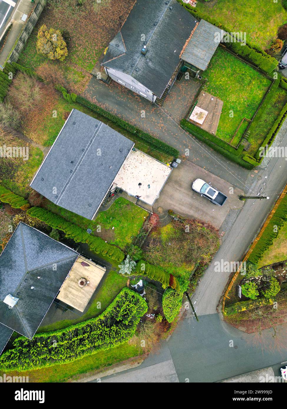 An idyllic small townscape featuring quaint and cozy homes lining a ...