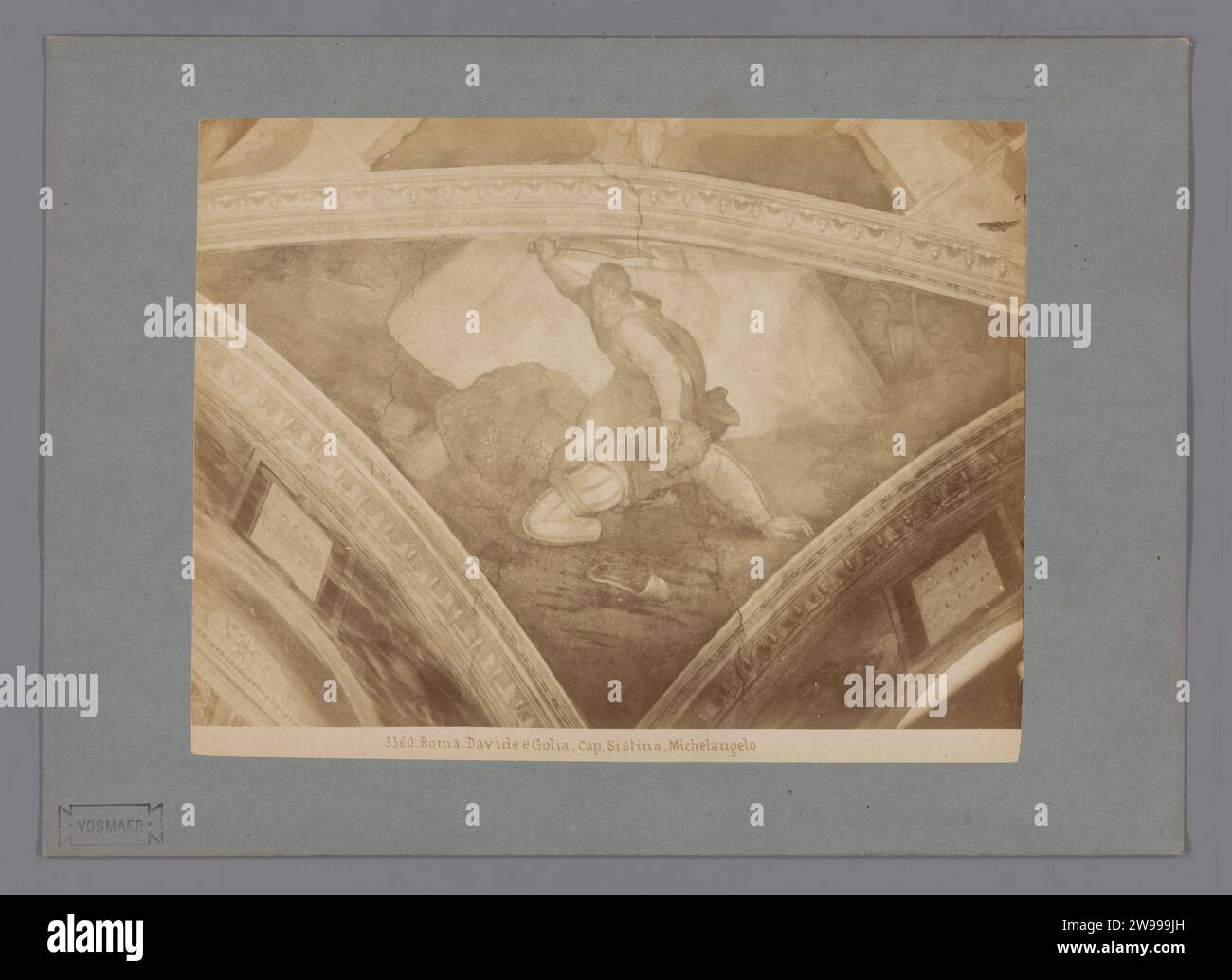 Photo production of the Fresco David and Goliath by Michelangelo in the ...