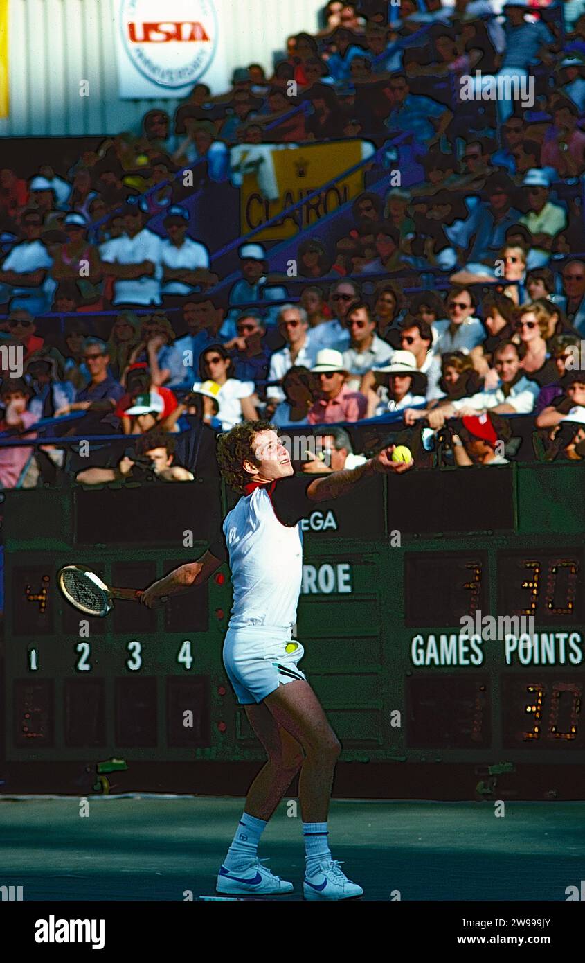 John McEnroe (USA) competing at the 1981 US Open Tennis Stock Photo - Alamy