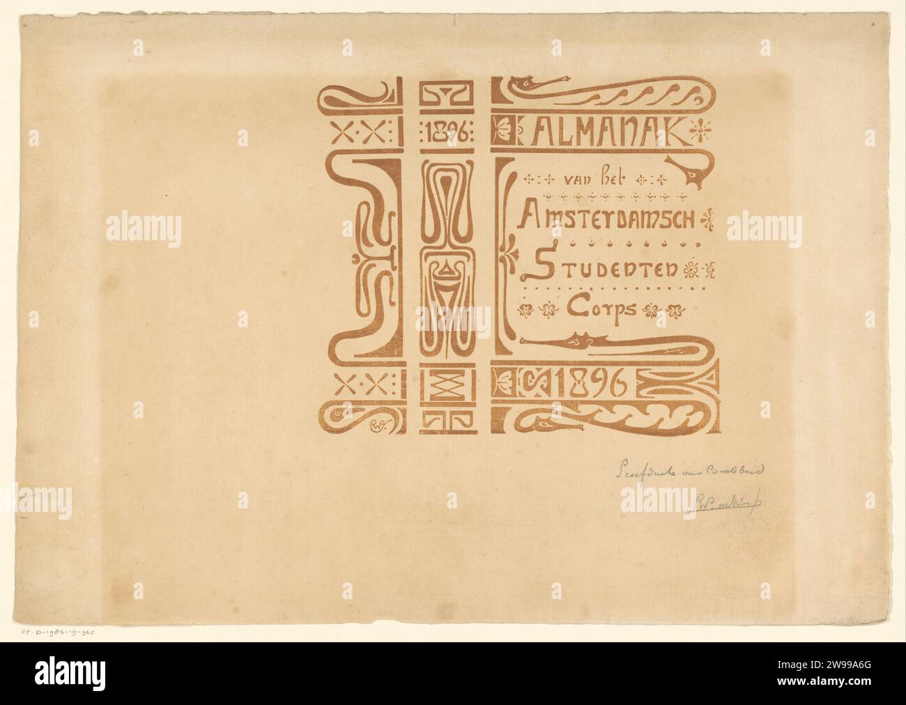 Band design for: Almanak of the Amsterdamsch Studenten Corps, 1896 ...