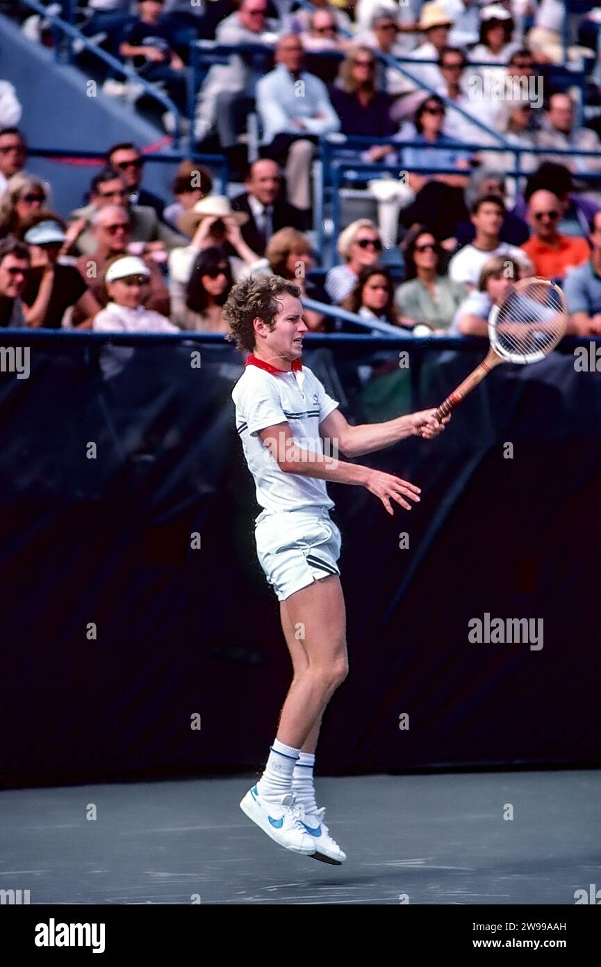 John McEnroe (USA) competing at the 1981 US Open Tennis Stock Photo - Alamy