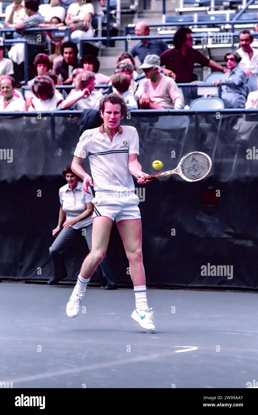John McEnroe (USA) competing at the 1981 US Open Tennis Stock Photo - Alamy