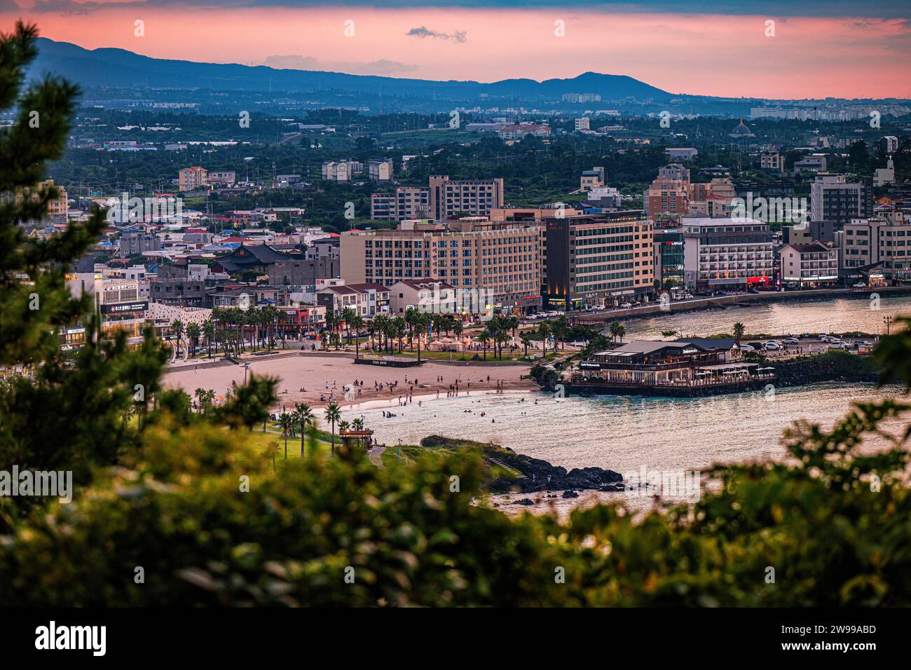 An aerial view of Hamdeok beach, Jeju island in South Korea Stock Photo ...