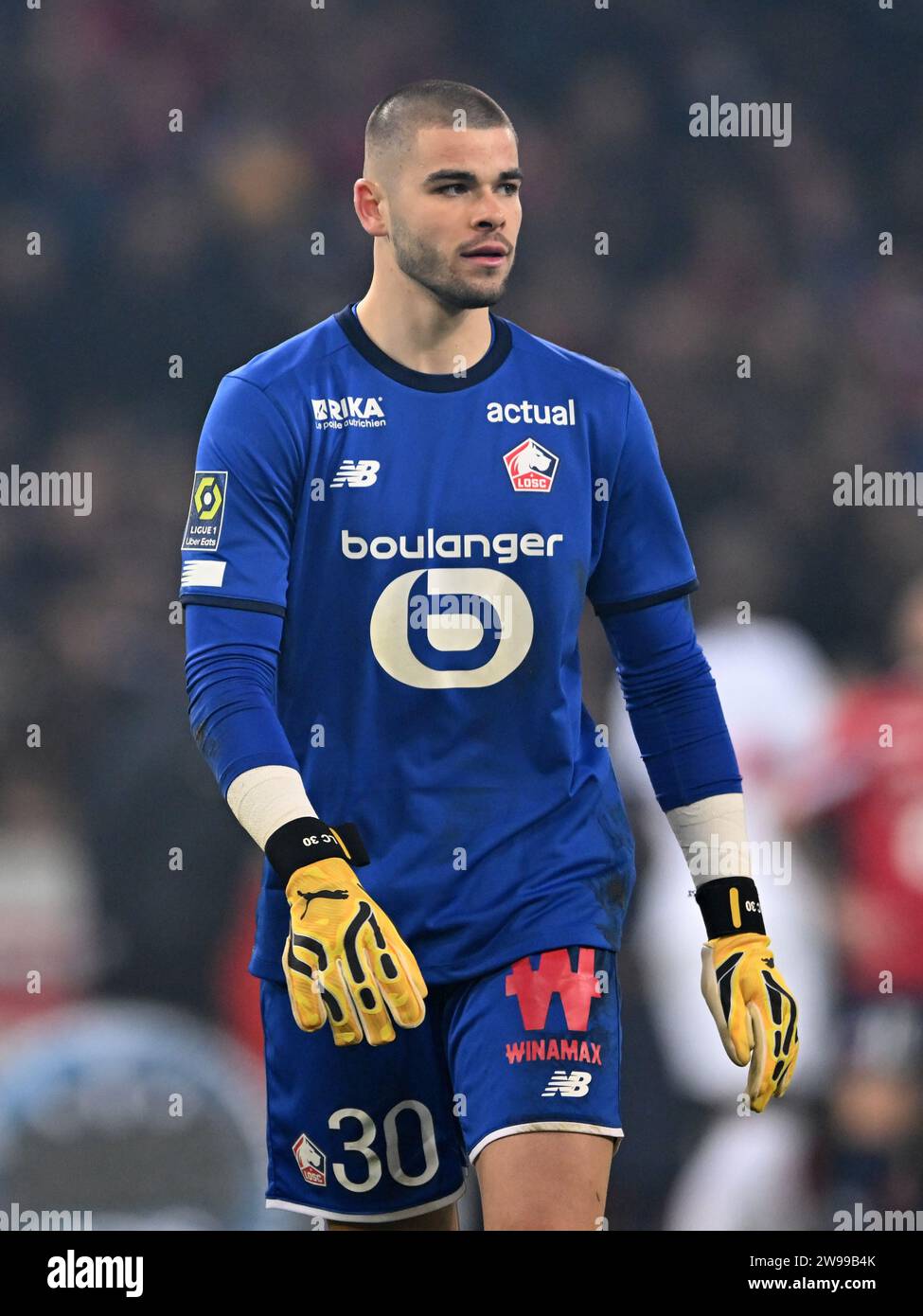 LILLE - Lille OSC goalkeeper Lucas Chevalier during the French Ligue 1 match between Lille OSC ...